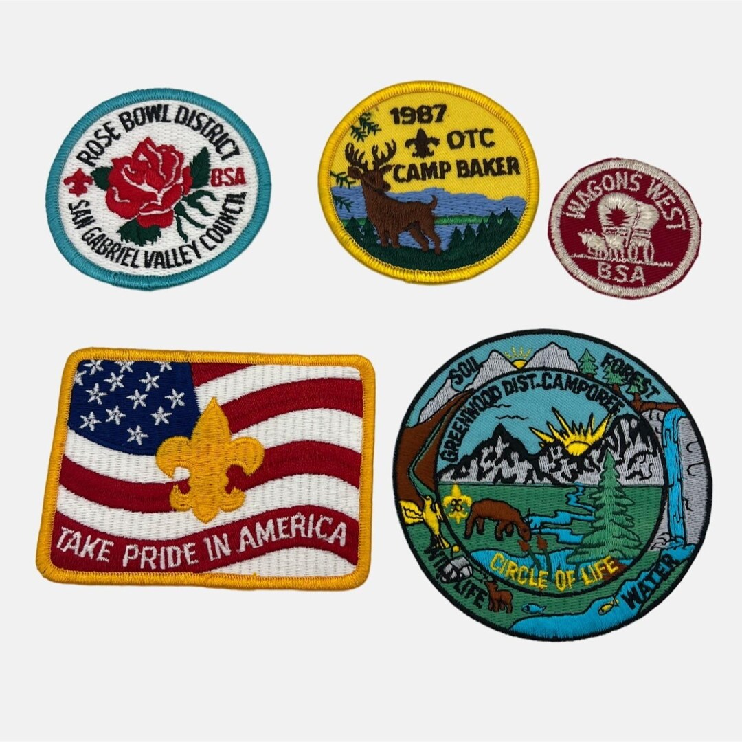 Vintage Boy Scout Patches Lot Rose Bowl District, 1987 Camp Baker ...