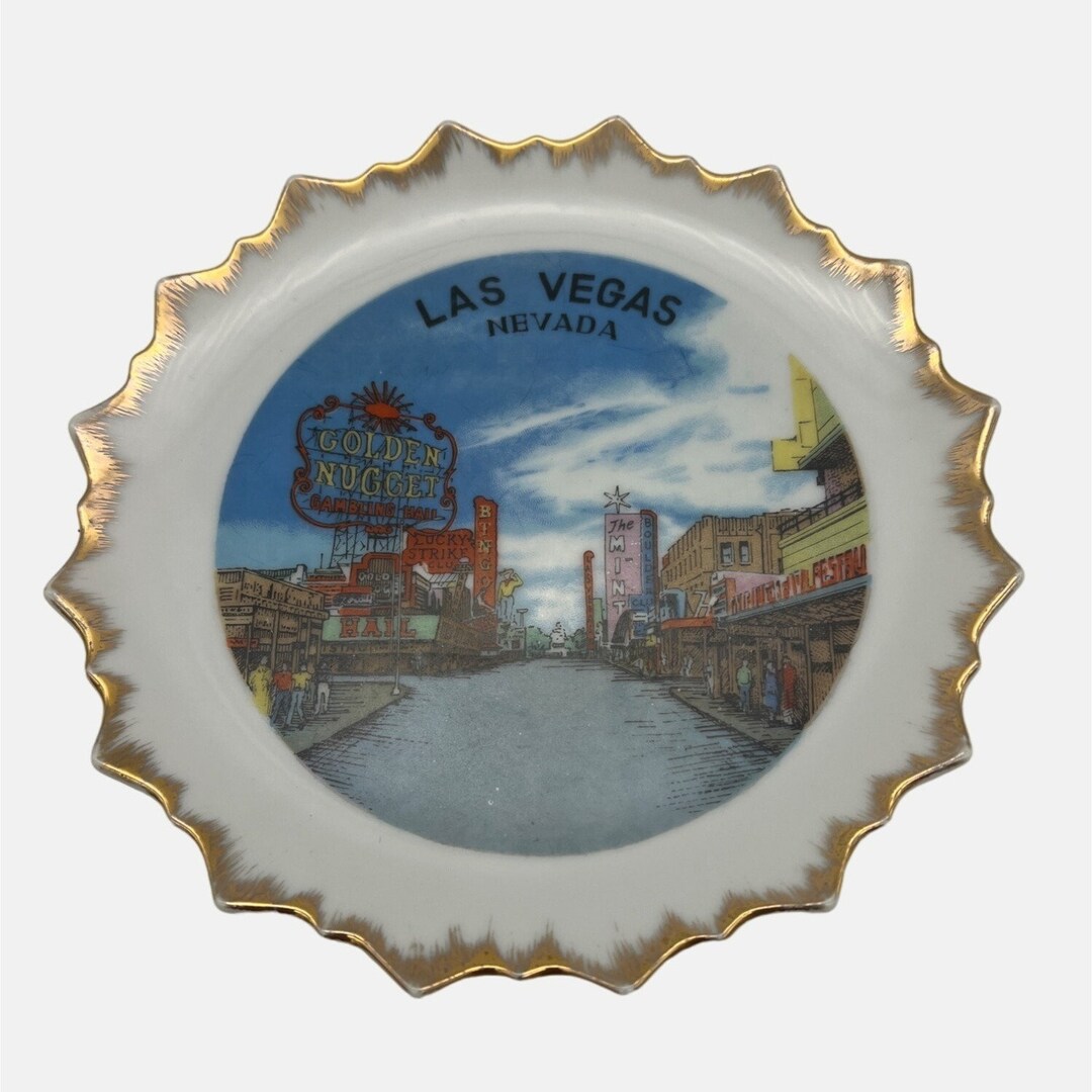 Vintage Anco Las Vegas Nevada Collectible Plate Old Vegas Golden Nugget ...