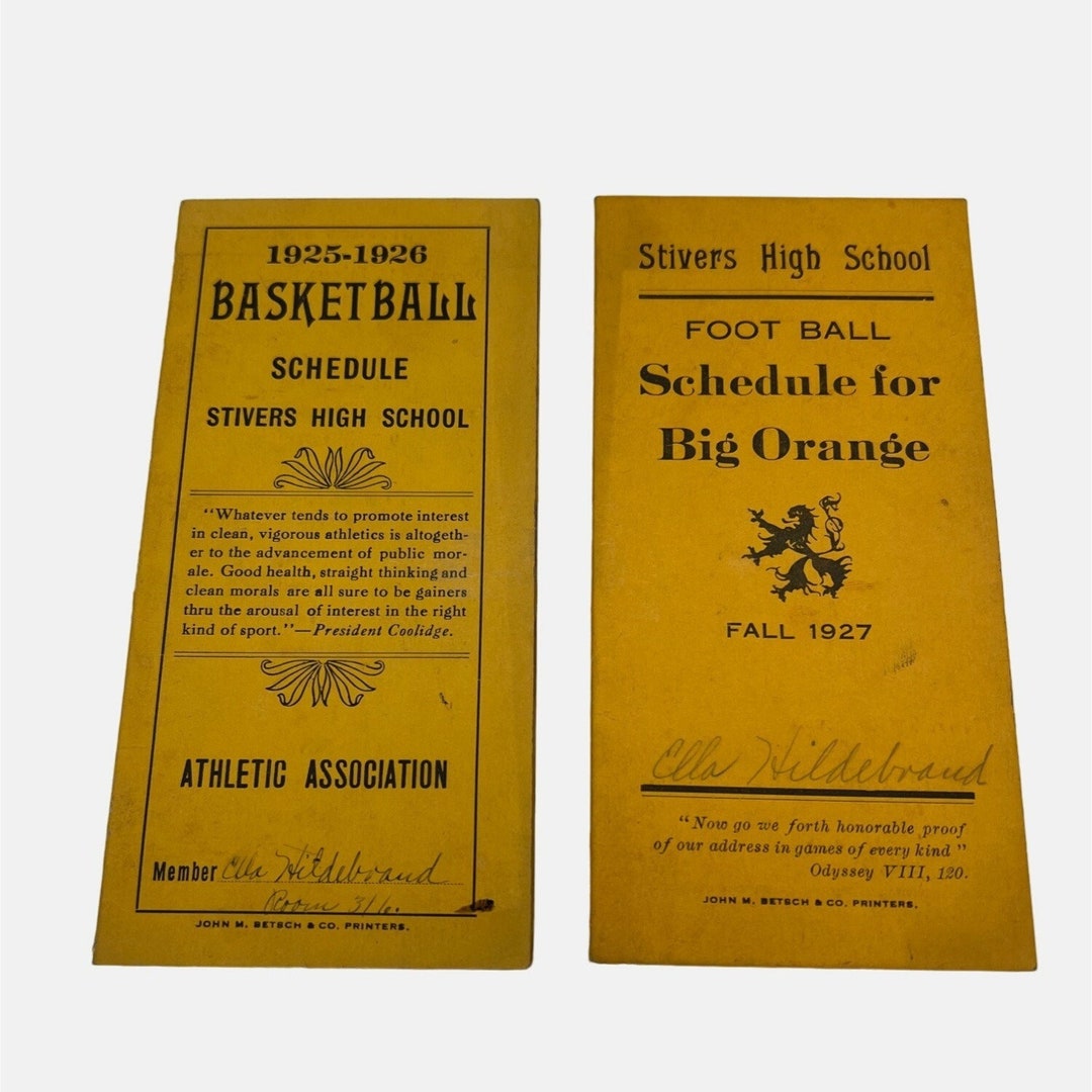 Vintage Stivers High School Basketball & Football Schedule Booklets ...