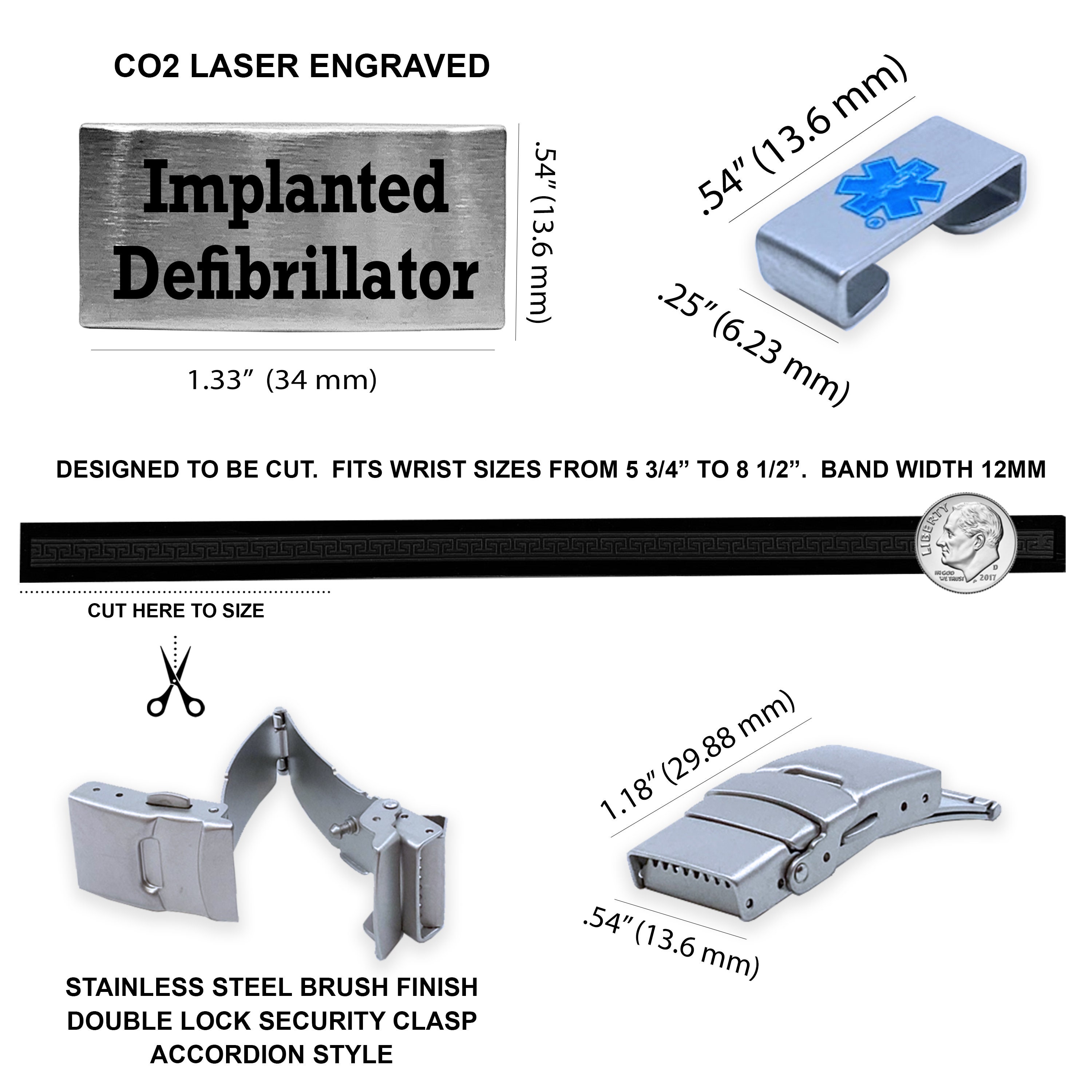 Implanted Defibrillator Medical Alert Bracelet - ICD Implanted ...
