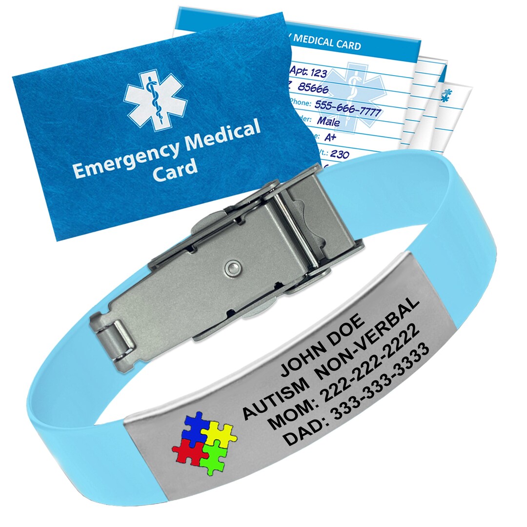 Customizable Autism Alert Bracelet – Silicone Band, Emergency Card - Etsy