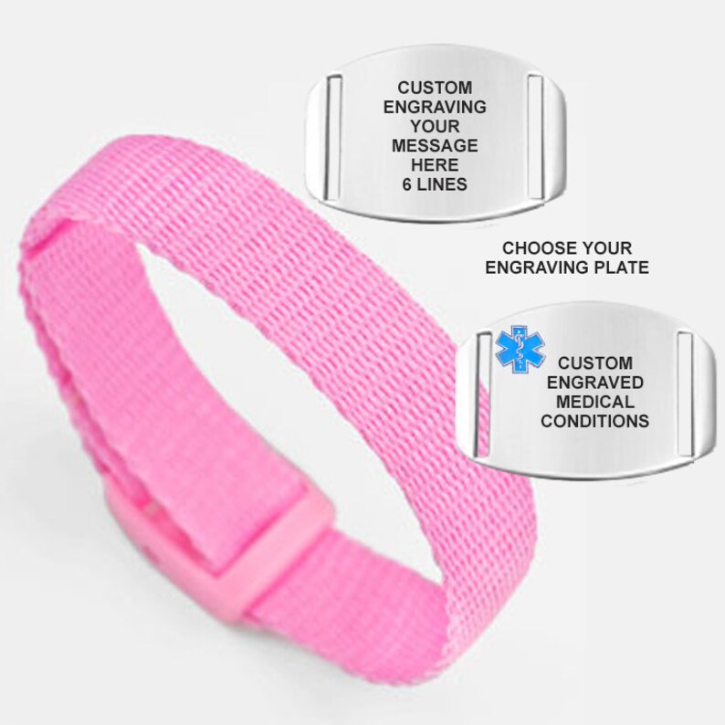 Pink Poly/nylon Emergency or Medical Alert Wrist Band. Sizes - Etsy