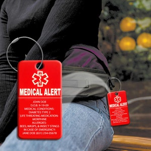 Multi Pack Medical Alert Tag-medical ID Tag-customized Engraved Info ...