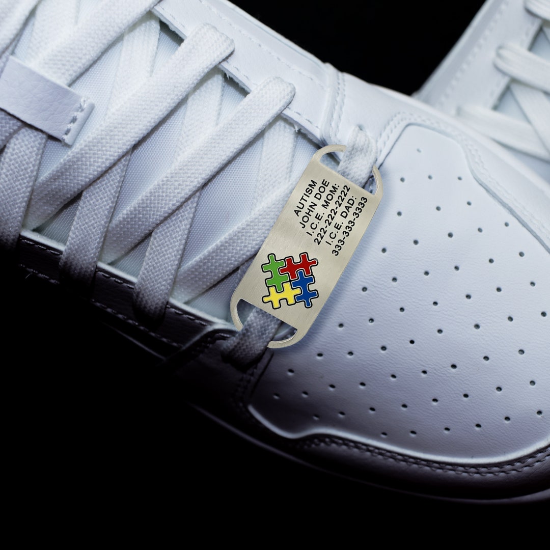 Autism Medical Alert ID Shoe Tag for Autism Awareness, Child ID, Shoe ...