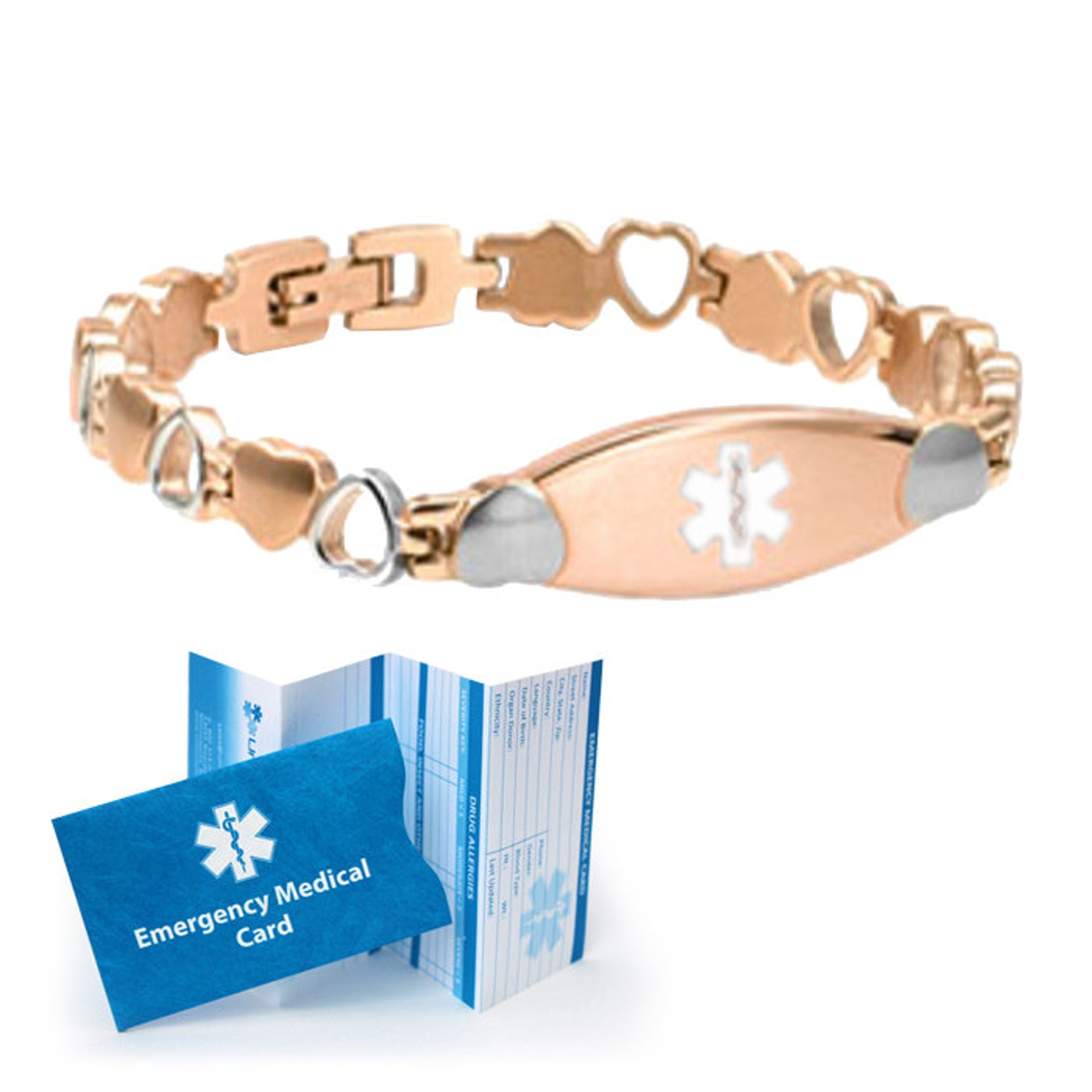 Medical Alert Bracelets for Women Rose Gold or Black Heart | Etsy