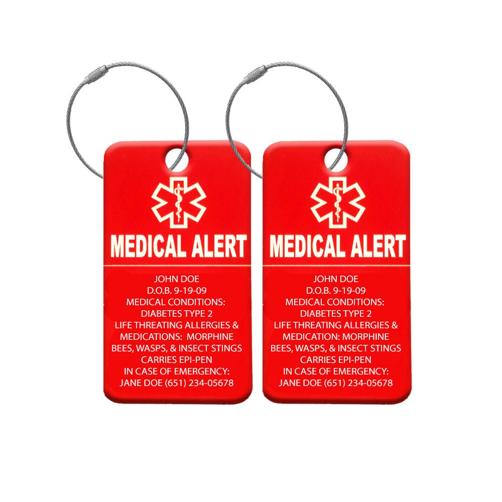 Multi Pack Medical Alert Tag-medical ID Tag-customized Engraved Info ...
