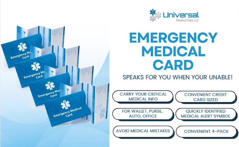 Emergency Medical ID Card 4-pack – Wallet Medical Alert Cards - Etsy