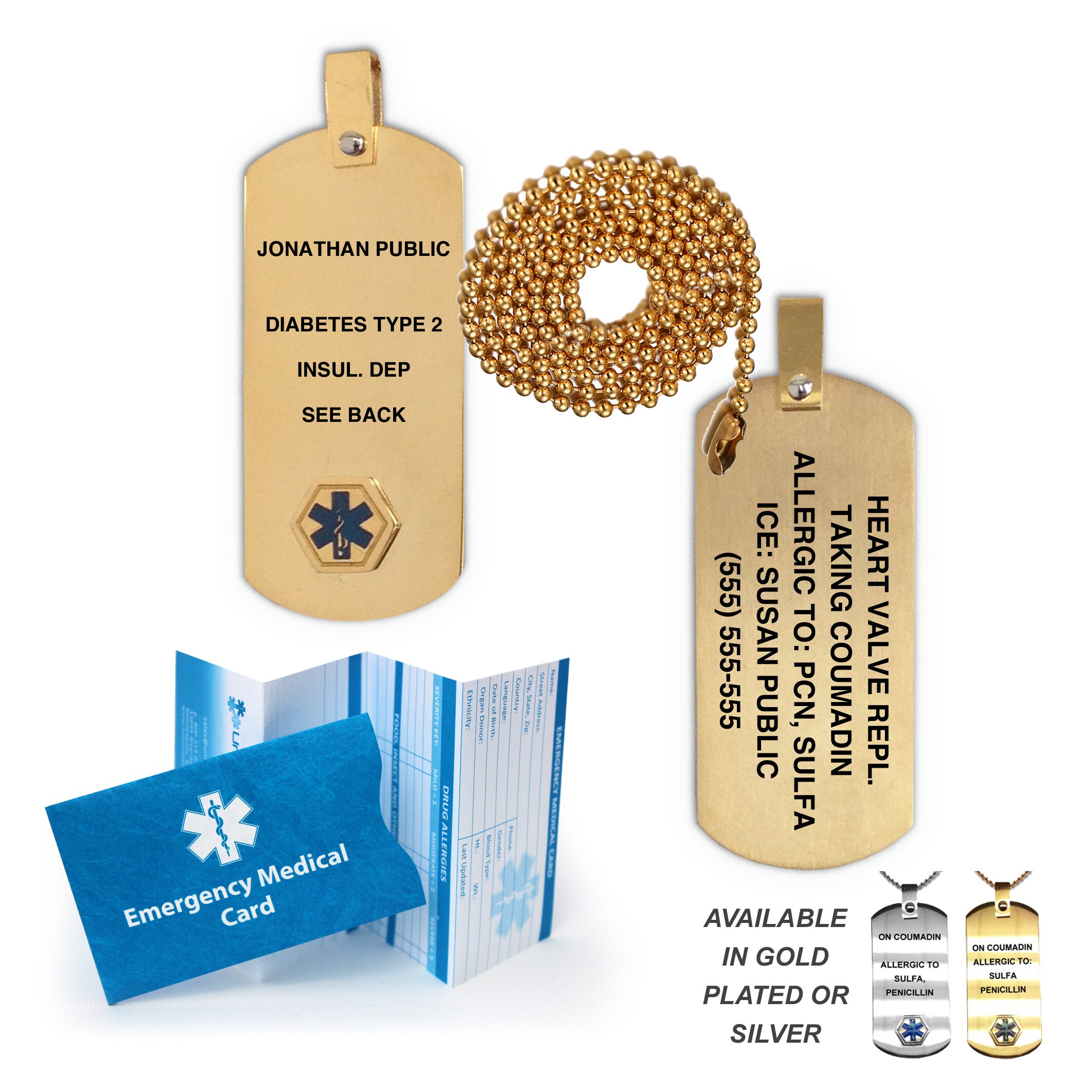 Medical Alert ID Dog Tag Pendant-dog Tag ID Necklace-medical | Etsy