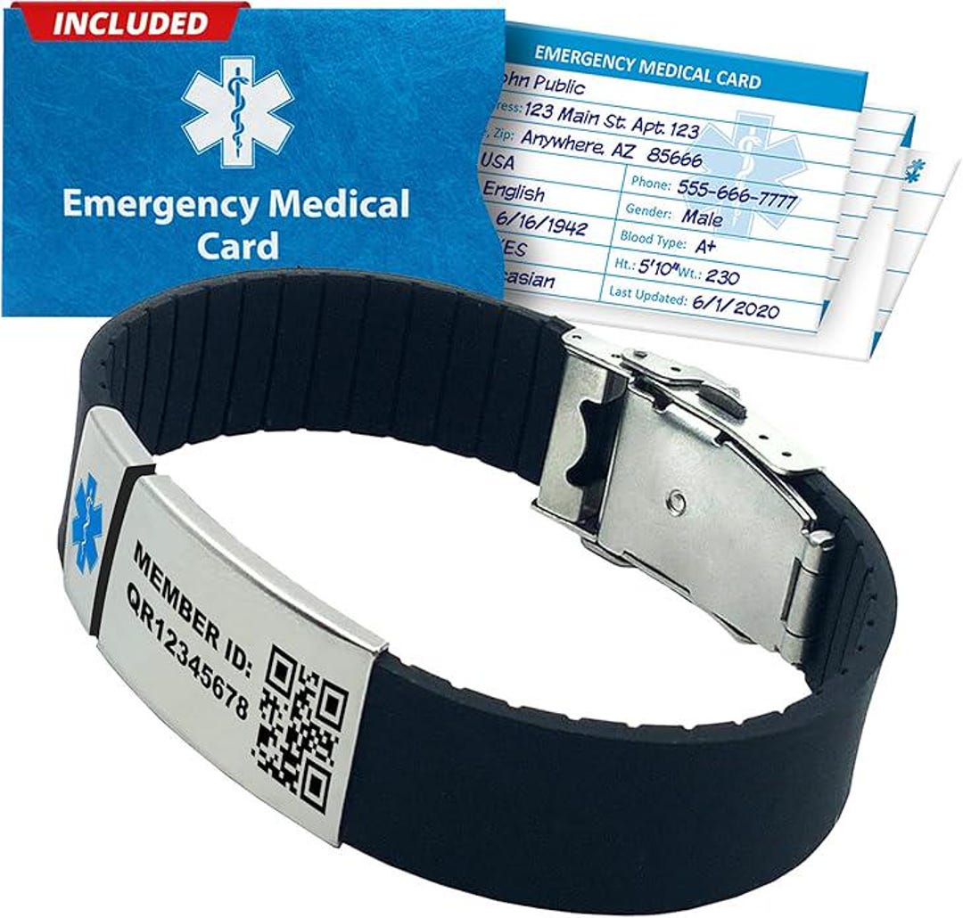 QR Code Medical Alert Bracelet and Medical Badge – Adjustable Silicone ...