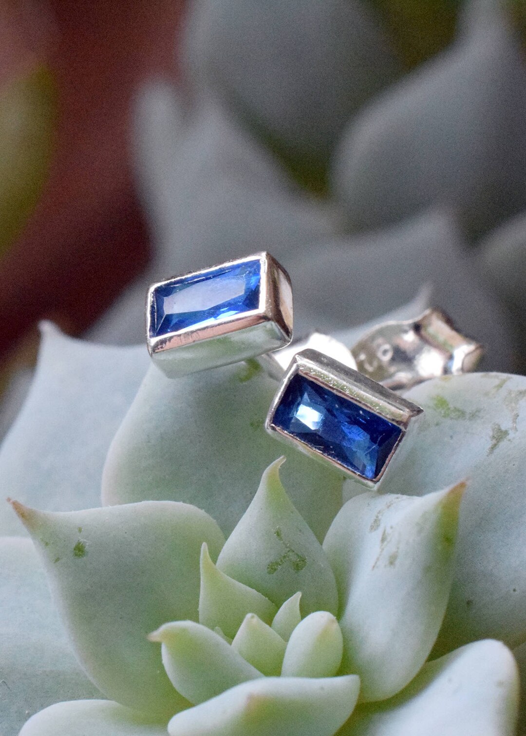 Tiny Blue Sapphire Studs, September Birthstone Earrings, Dainty ...