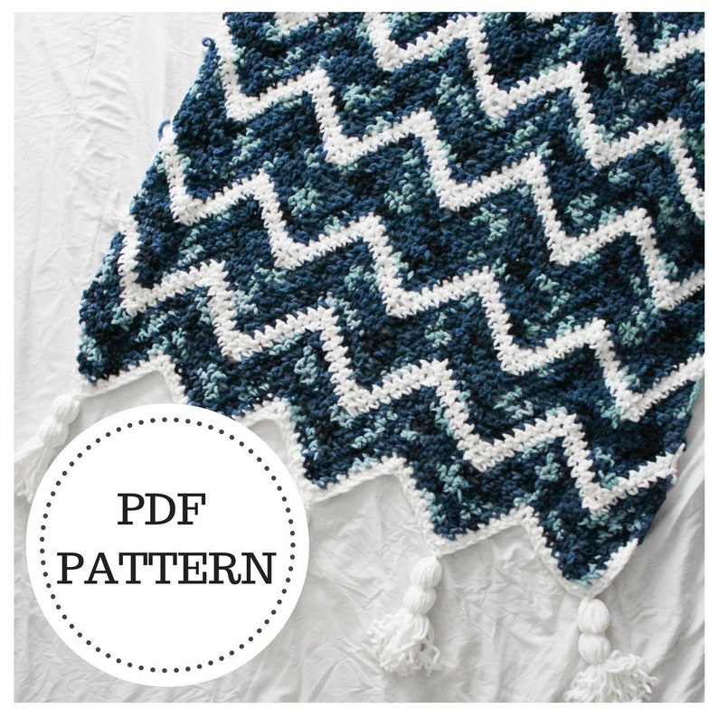 PATTERN for the Waterfall Throw Crochet Chevron Blanket - Etsy
