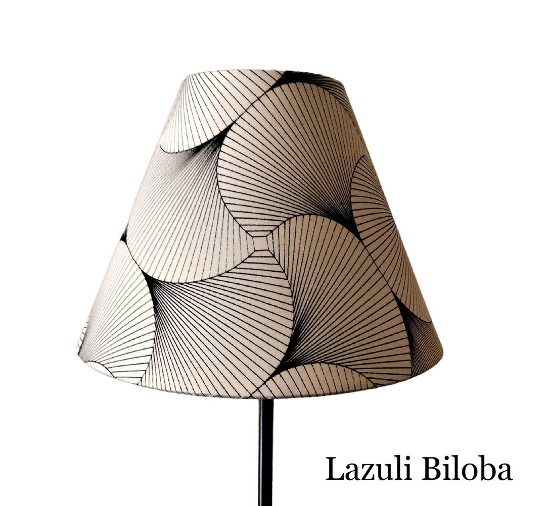 Graphic Black and White Conical Lampshade 20cm With Gingko Biloba ...