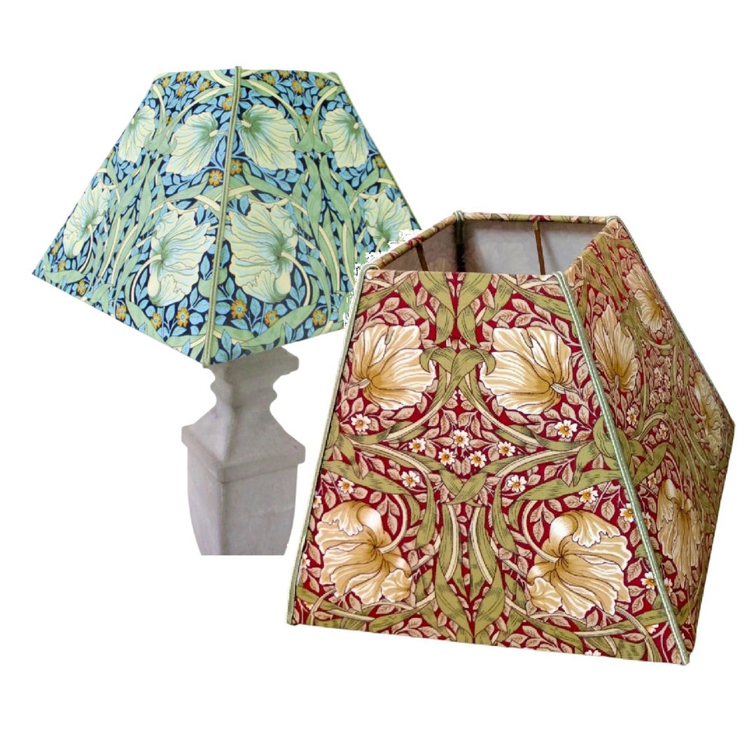 Pyramid Lampshade 20cm Printed Cotton William Morris Burnets and Red ...