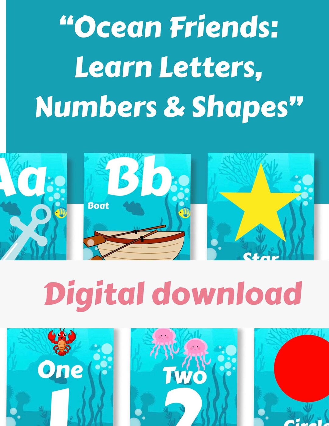Ocean Theme Alphabet|123 & Shapes| Digital Download| Sea Themed ...