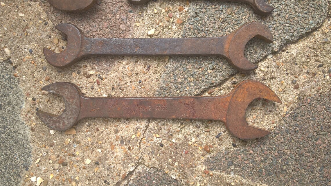 Set of Vintage Rusty Spanners Ring Spanners and Adjustable - Etsy