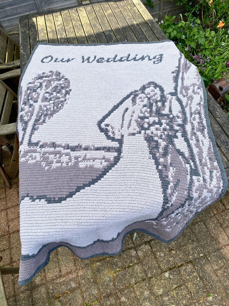 Wedding Blanket Crochet Pattern: Mosaic Bride & Groom Heirloom (PDF ...