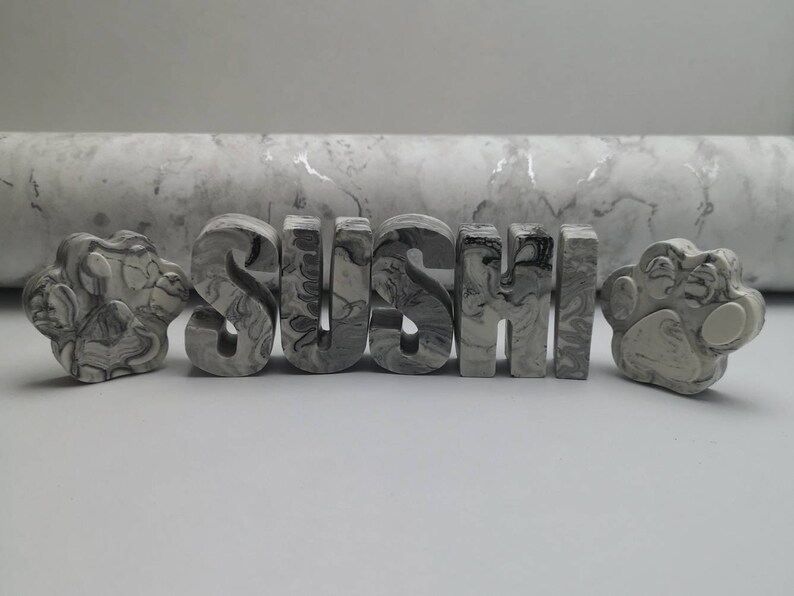 Marbled Letters Grey Pink or Green Words Industrial Decor | Etsy