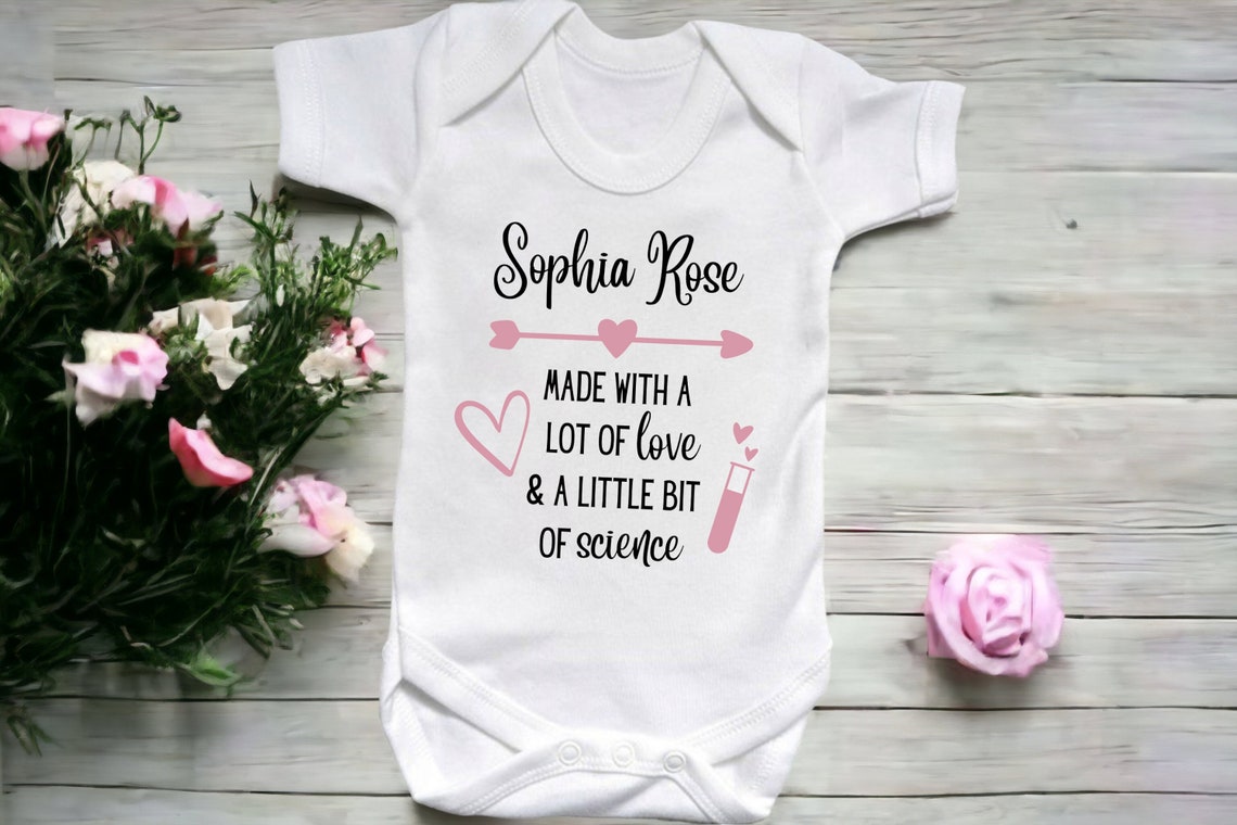 Personalised IVF Pregnancy Announcement Vest Birth Bodysuit Baby's ...