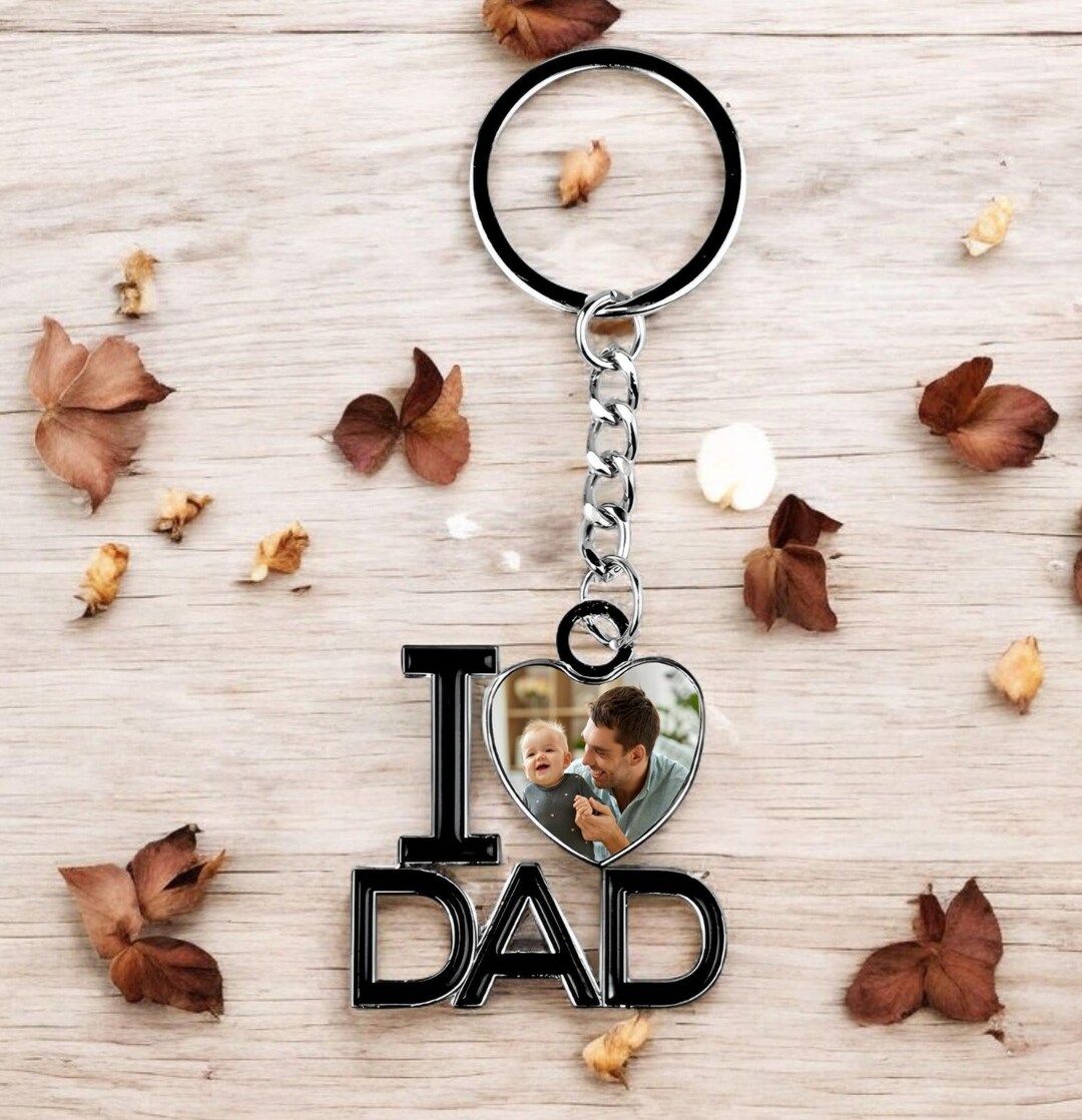 Personalised Father's Day Keyring Gift, I Heart Dad, I Love Dad, Number ...