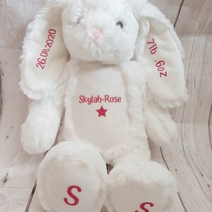 Personalised Bunny Rabbit Cuddly Toy New Baby Gift Soft Plush Grey ...
