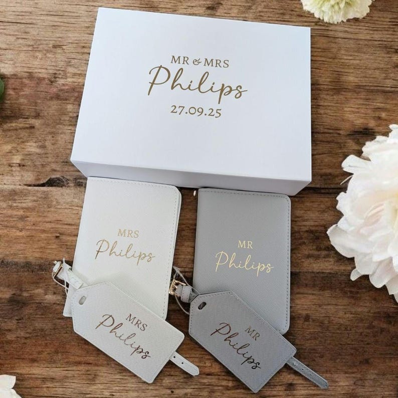 Personalised Passport Cover and Tag Personalised Bride and Groom Gifts ...