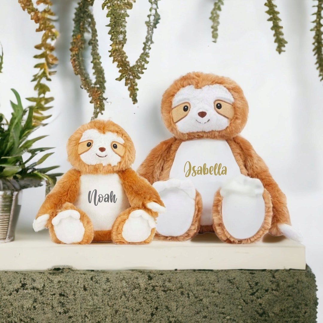 Personalised Sloth Soft Toy Cuddly Kids Gift Birthday Present Boy's ...