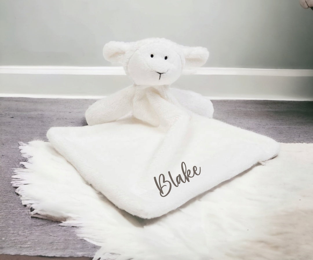 Personalised Newborn Gift Comfort Blanket Lamb Soft Toy Blankie Sheep ...