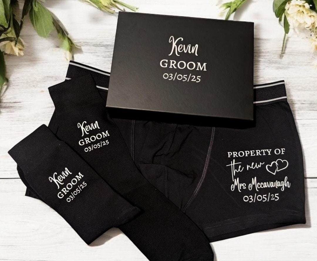 Personalised Groom Boxers and Socks Wedding Day Gift Men's Shorts ...