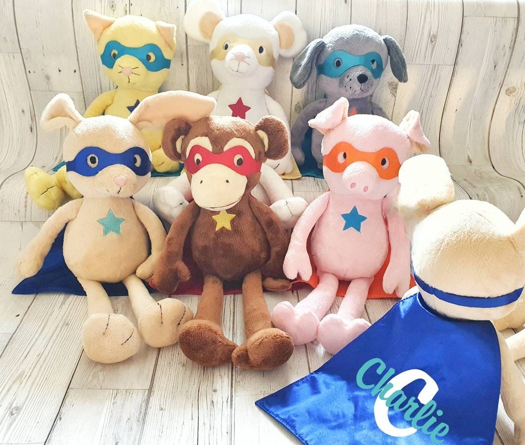Personalised Superhero Teddy Bear With Cape Soft Toy Kid's Sidekick ...