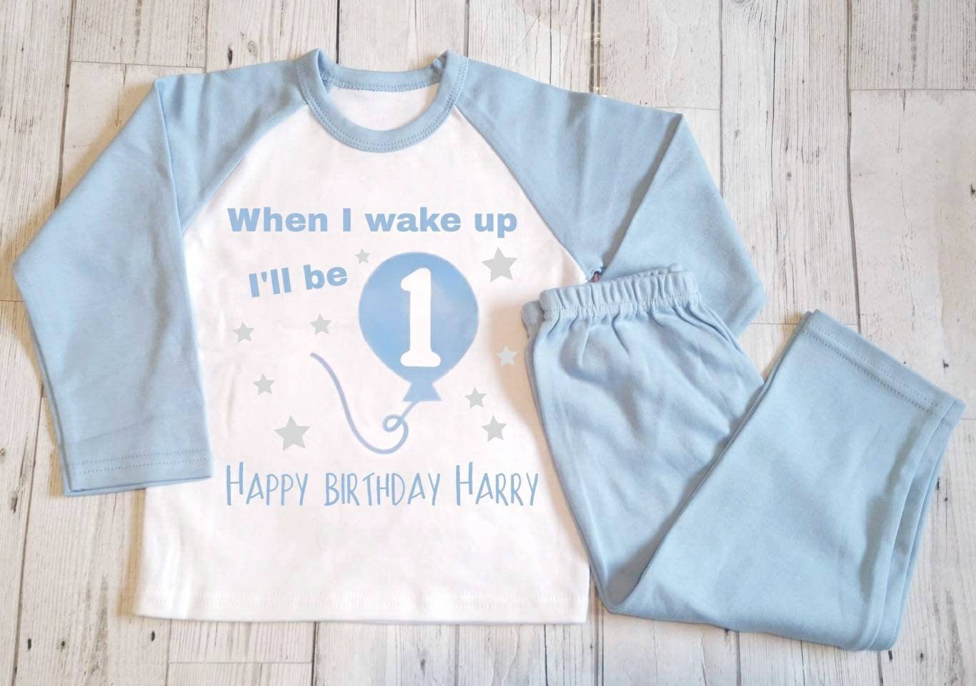 Personalised 1st Birthday Pyjamas Balloon Blue White Pajamas | Etsy