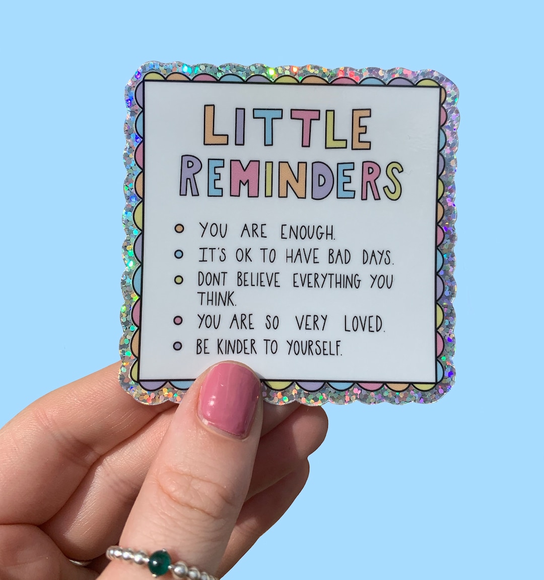 Little Reminders Glitter Vinyl Stickers | Mental Health | Recovery ...