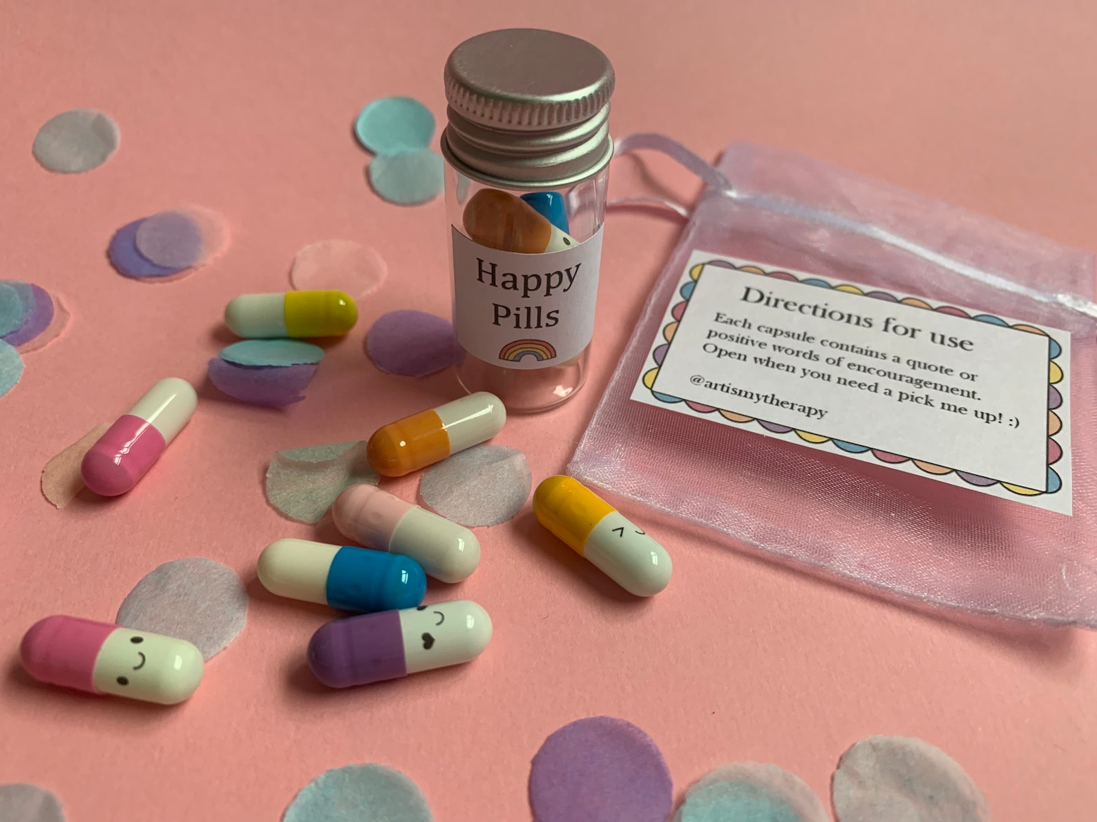 Happy Pill Jars | Mental Health Gift, Recovery Positivity Gift Self ...