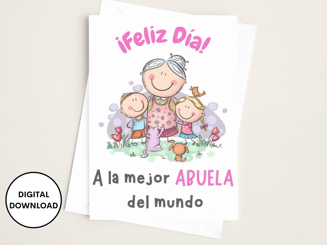 Grandmother Printable Greeting Card in Spanish, Greeting Card for ...