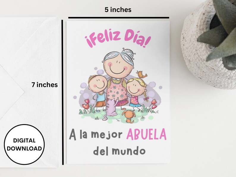 Grandmother Printable Greeting Card in Spanish, Greeting Card for ...