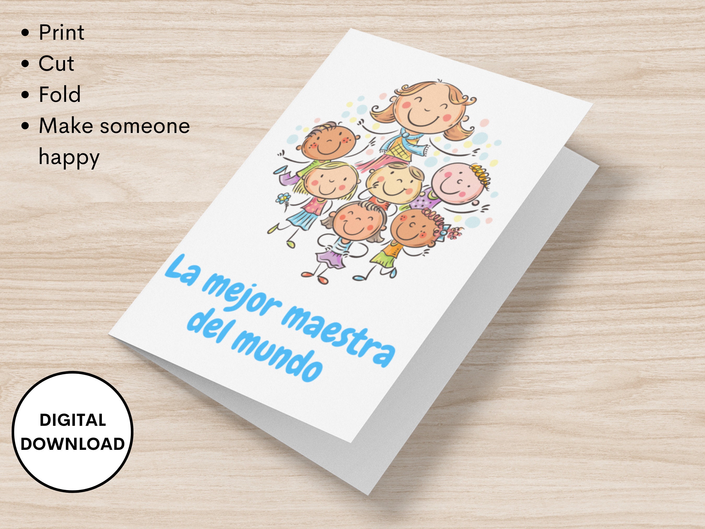 La Mejor Maestra Del Mundo, Printable Teacher Greeting Card in Spanish ...