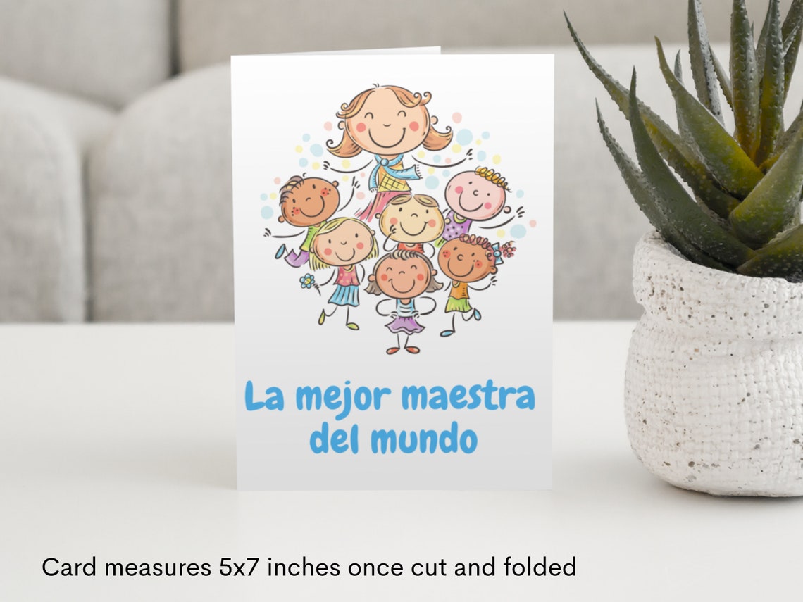 La Mejor Maestra Del Mundo, Printable Teacher Greeting Card in Spanish ...