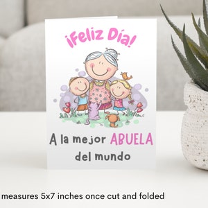 Grandmother Printable Greeting Card in Spanish, Greeting Card for ...