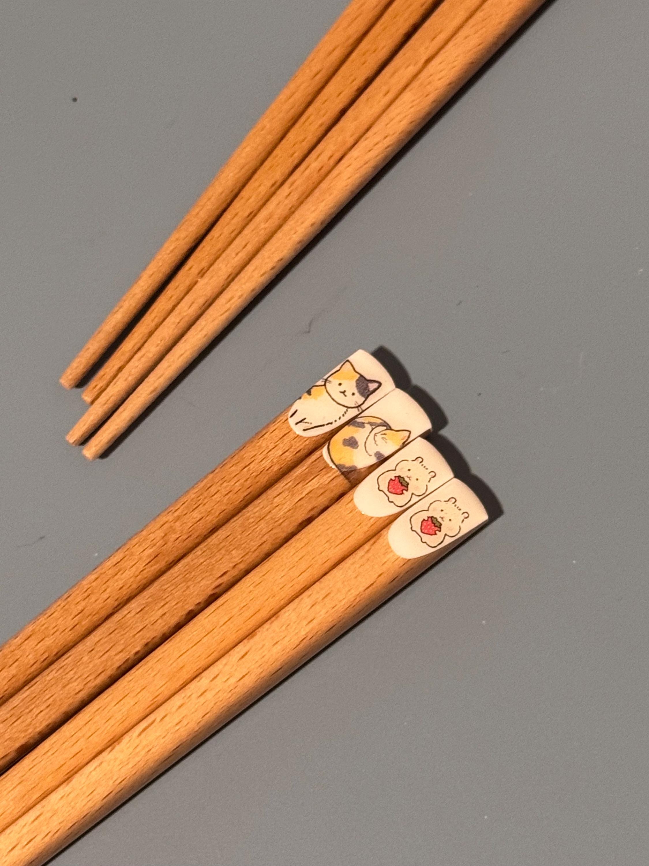 Wood Animal Chopsticks, Japan Handcrafted Cute Hamster Chopsticks, Cat ...