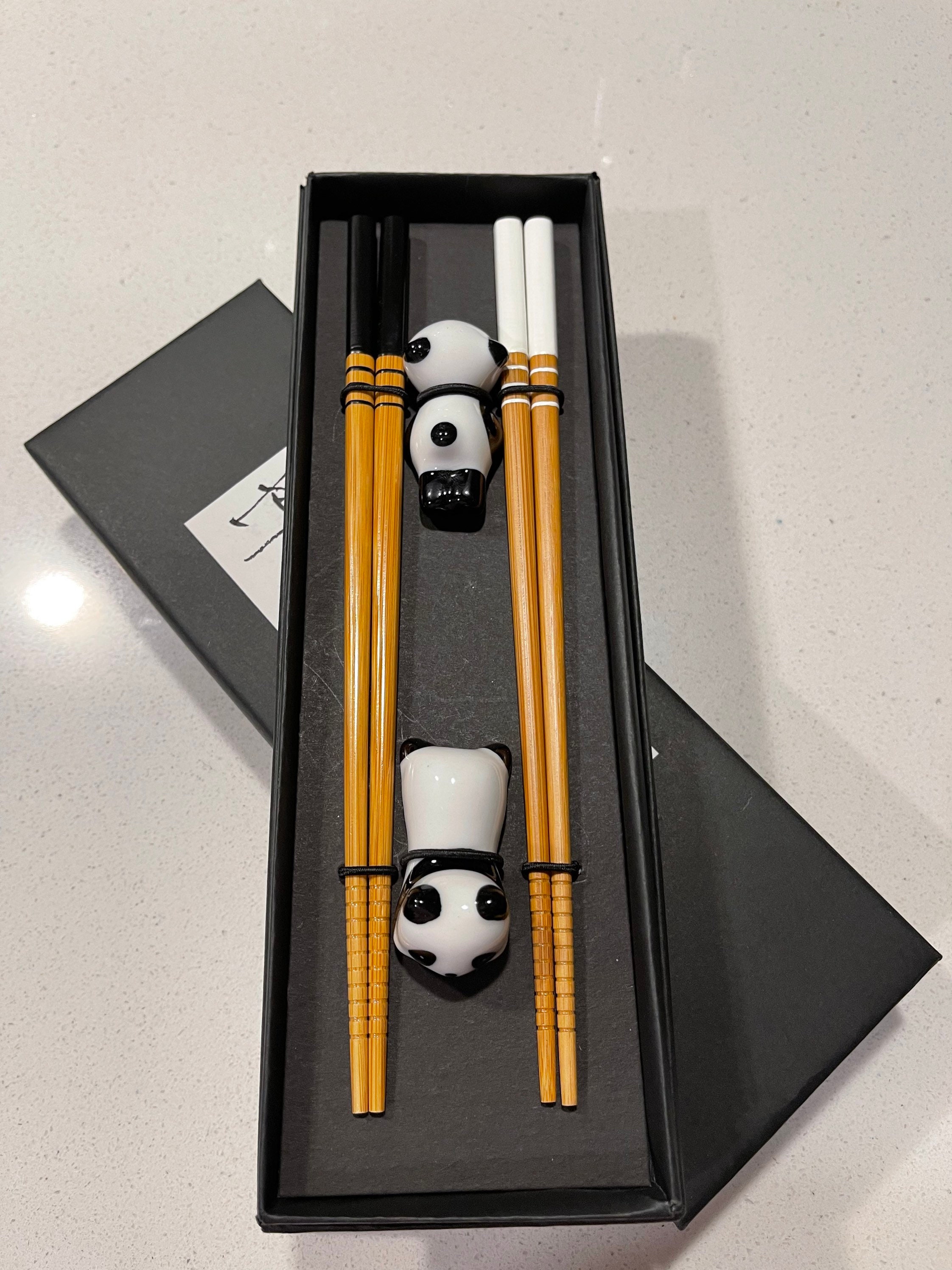 Wood Chopsticks With Panda Rest 2 Pairs, Husband/wife Chopsticks Gift ...