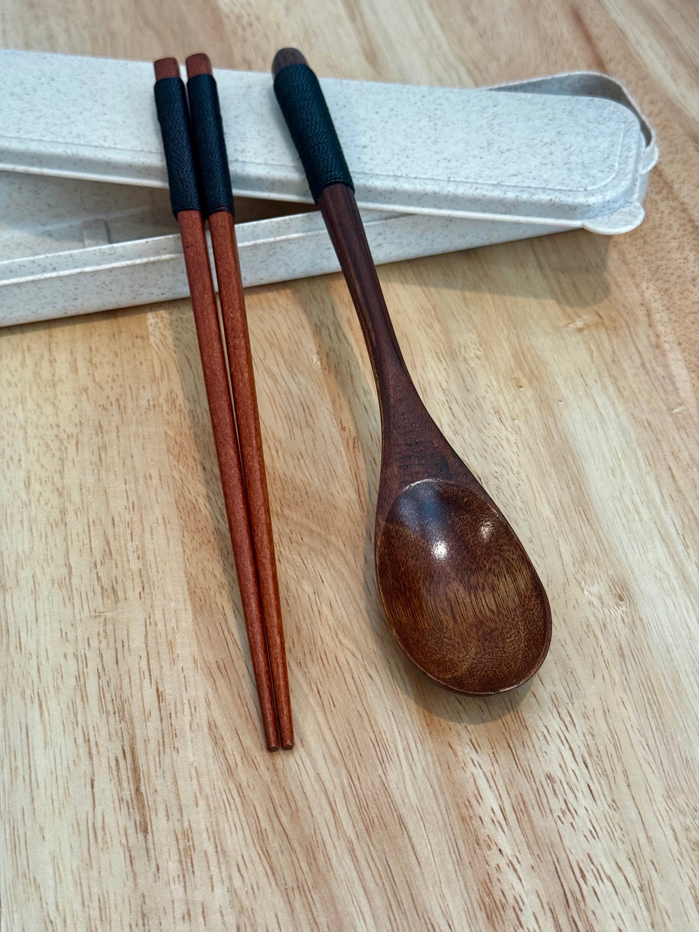 Utensil Set With Soup Spoon and Chopsticks Wood Spoon and Chopstick Eco ...