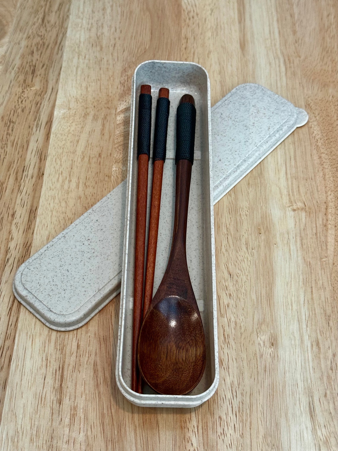 Utensil Set With Soup Spoon and Chopsticks Wood Spoon and Chopstick Eco ...