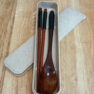 Utensil Set With Soup Spoon and Chopsticks Wood Spoon and Chopstick Eco ...