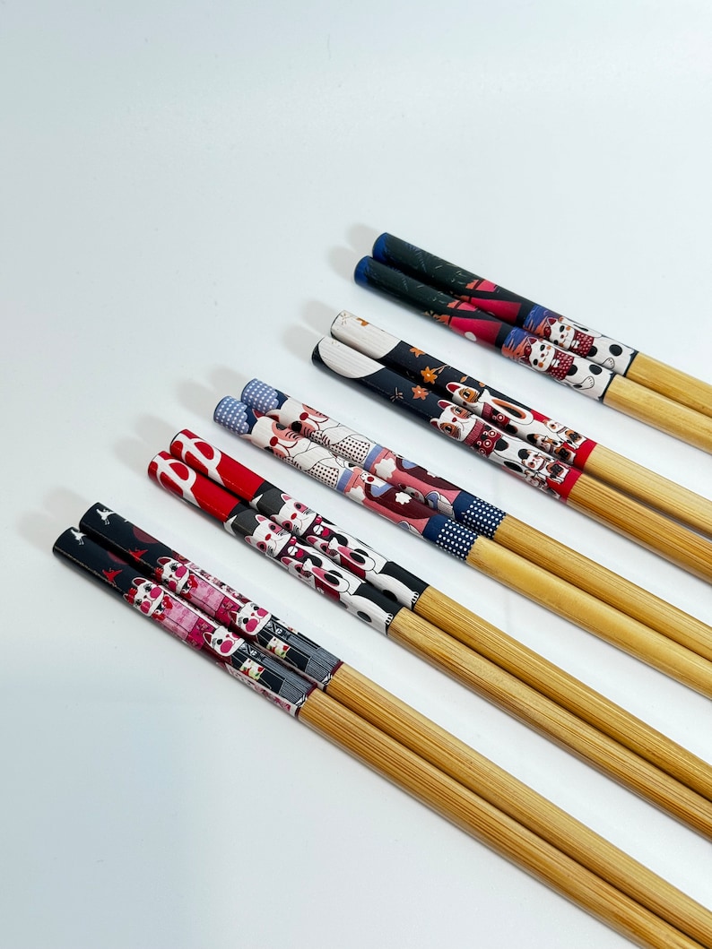Cat Chopsticks 5 Sets Neko Cat Chopsticks Japanese Chopsticks Bamboo ...