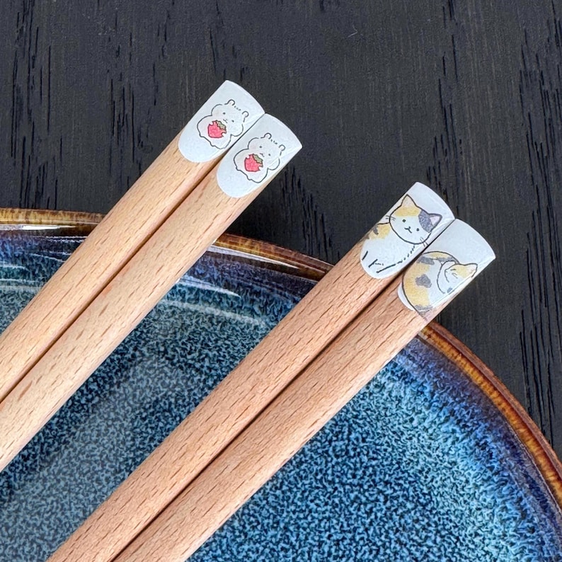 Wood Animal Chopsticks, Japan Handcrafted Cute Hamster Chopsticks, Cat ...