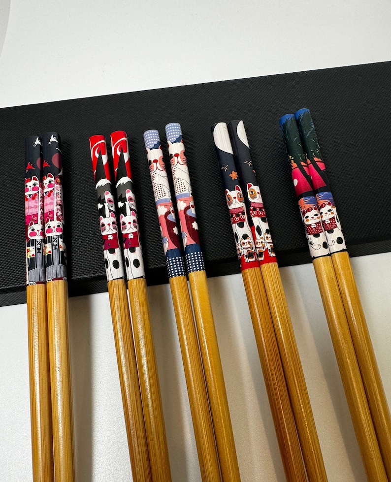 Cat Chopsticks 5 Sets Neko Cat Chopsticks Japanese Chopsticks Bamboo ...