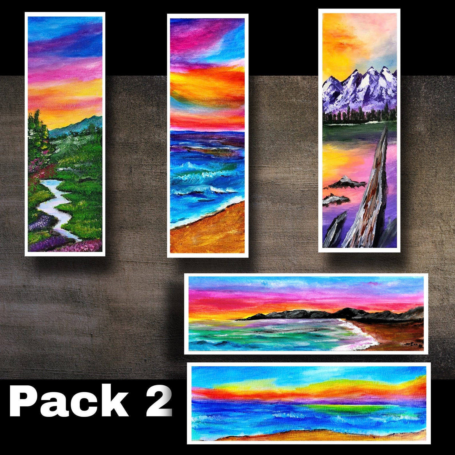Pack of 5 or 10 Hand Painted Bookmark Prints Gift Book - Etsy