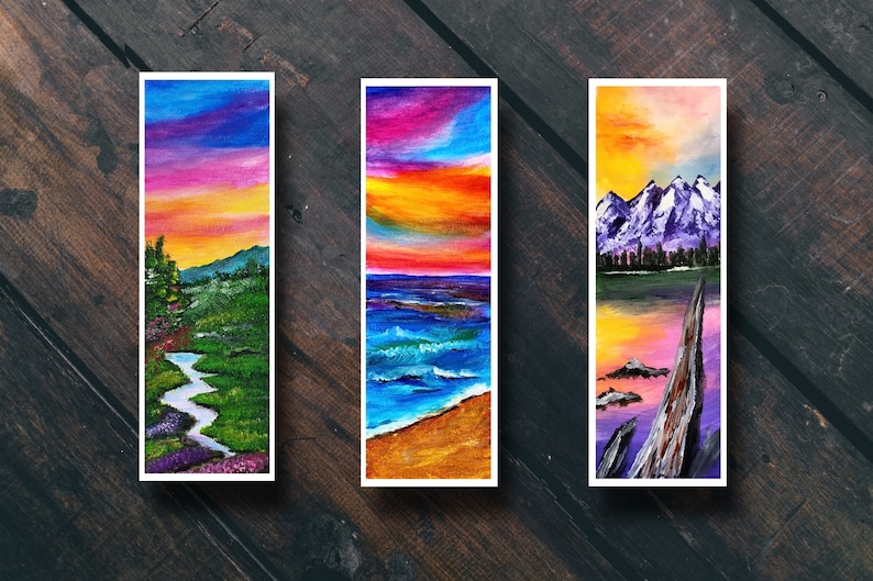Pack of 5 or 10 Hand Painted Bookmark Prints Gift Book - Etsy