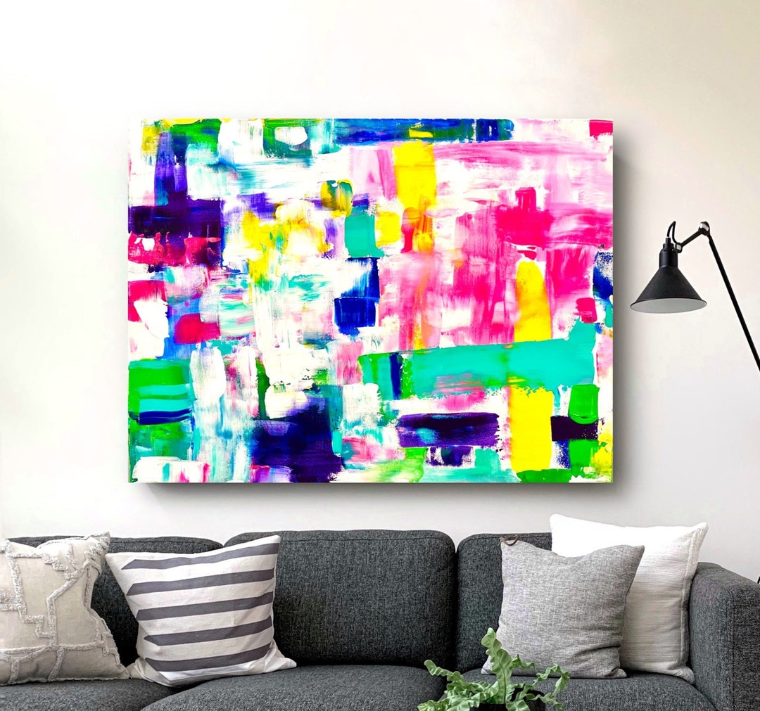 Original Abstract Painting, Colorful Abstract Art, Bright Colors Canvas ...
