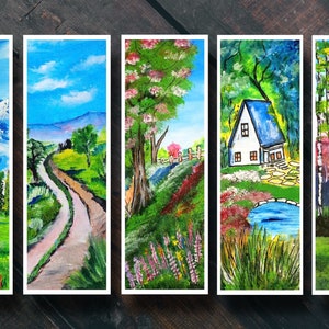 Pack of 5 or 10 Hand Painted Bookmark Prints, Gift, Book Lover ...