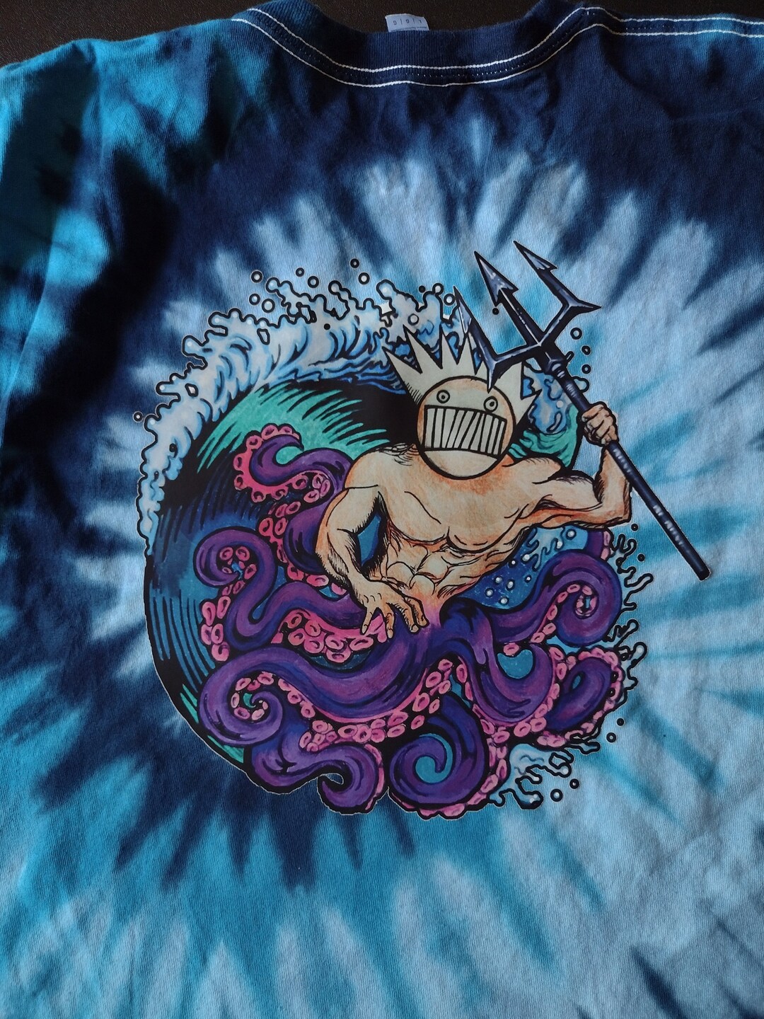 Sea God Boognish With Golden Eel Redacted Words on Back Tie-dyed T ...
